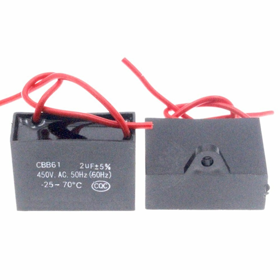1PCS CBB61 2UF 450V Motor Start Run Fan Capacitor 2Wire | eBay