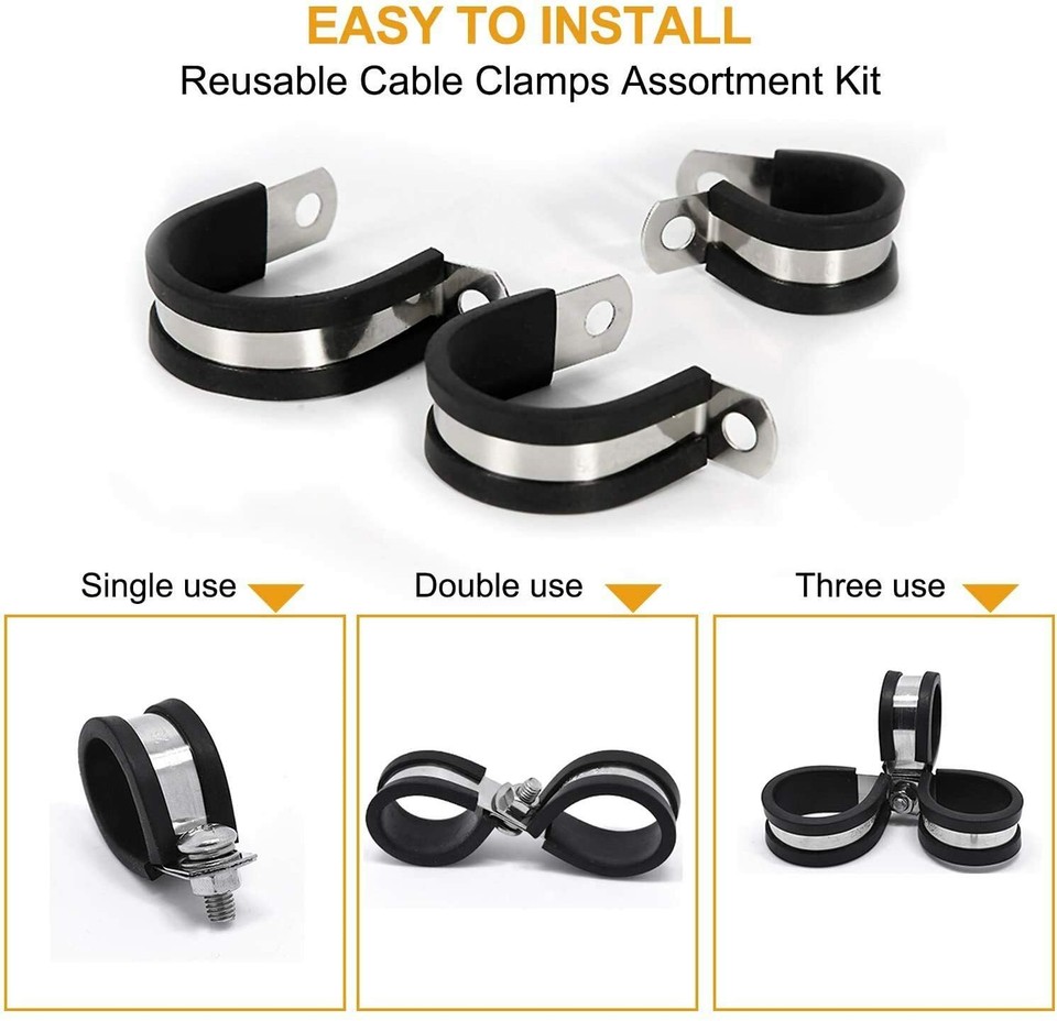 10pcs 1" Inch Cable Clamp Rubber Cushioned Insulated Clamp 304 ...