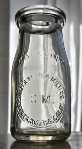 Vintage Santa Maria Milk Co. Half Pint Embossed Glass Bottle California ...