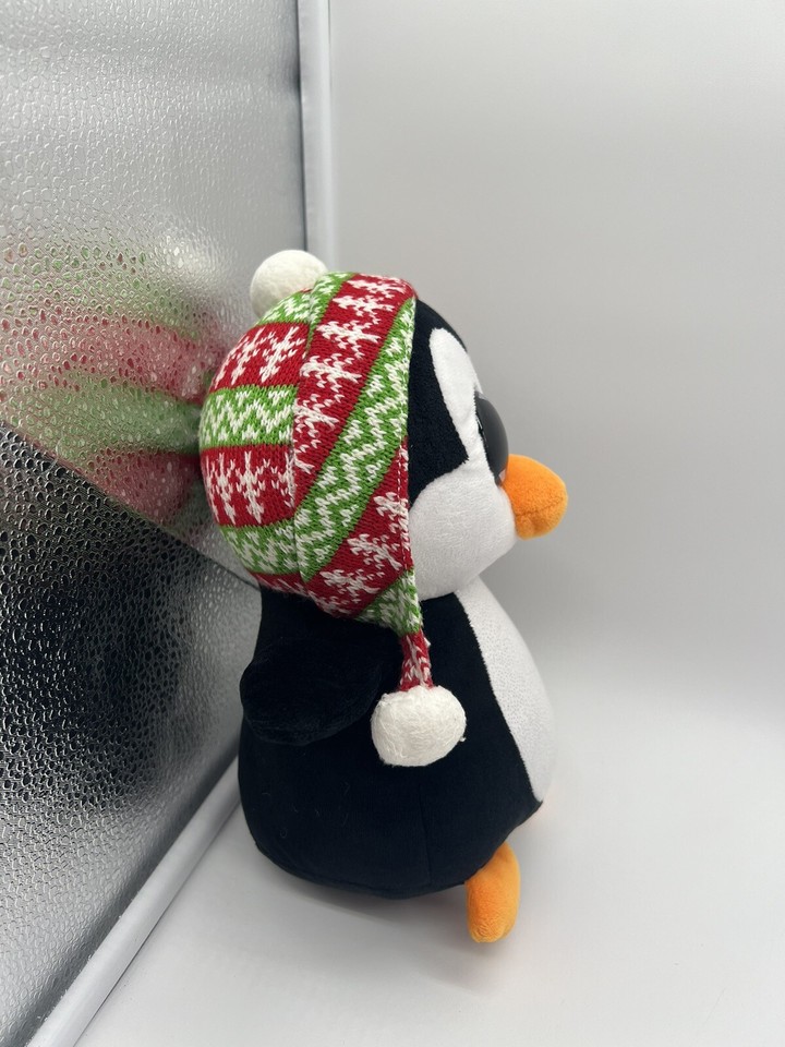 TY Beanie Boo Plush Penguin Penelope Christmas Hat 2017 Blue Glitter ...