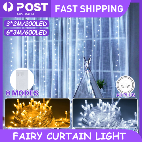 300/600 Led Curtain Fairy Lights Wedding Indoor Outdoor Christmas ...