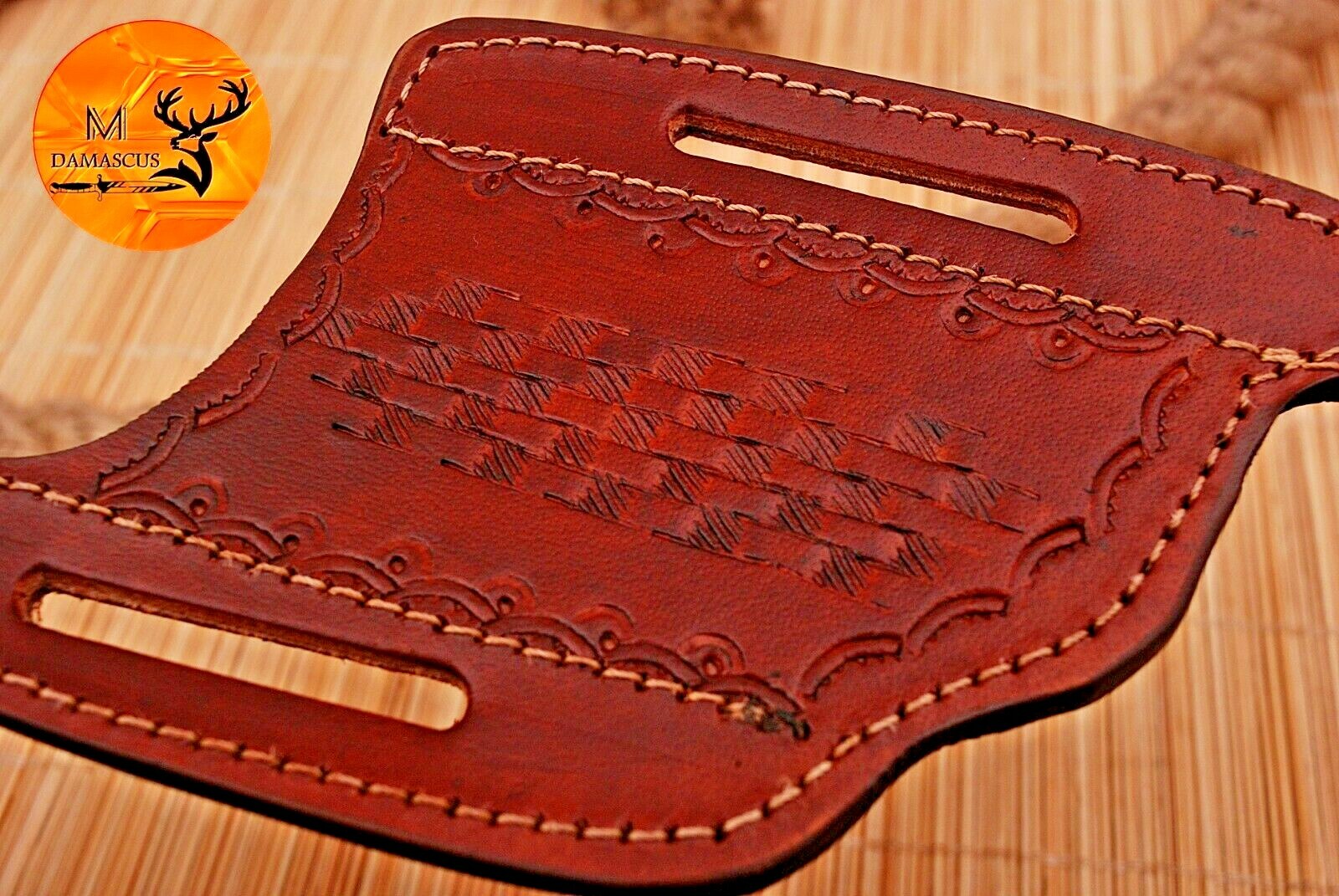 CUSTOM HANDMADE PURE COW ENGRAVED LEATHER SHEATH FOR FOLDING KNIFE ...