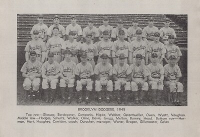 1943 Brooklyn Dodgers Team Photo 1940s Vintage Baseball Magazine 5x7 ...