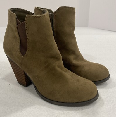 Mix No. 6 Women’s Ankle Boots 6 Army Green Suede Side Zip Booties ...