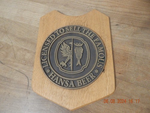 Hansa Beer 7” Cast Brass Plaque Sign on Wood bar saloon vintage | eBay