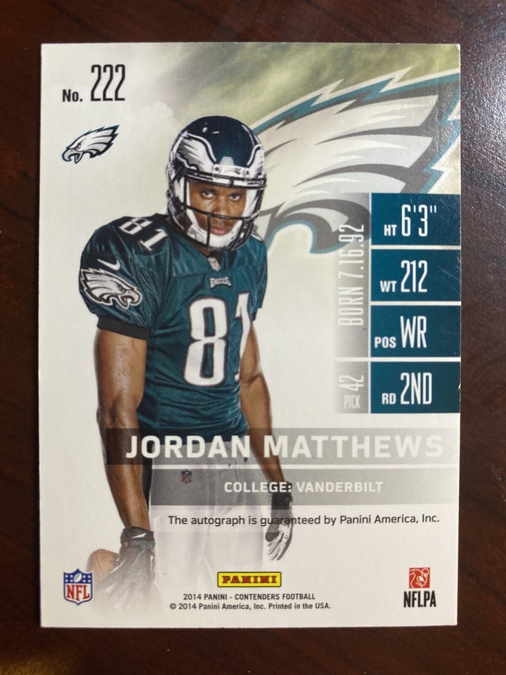Jordan Matthews 2014 Contenders Rookie Playoff Ticket Auto #01/99 ...