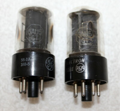 2- Vintage Used Type 6AU5/GT Audio Vacuum Tubes ~ RCA & GE ~ Test Very ...