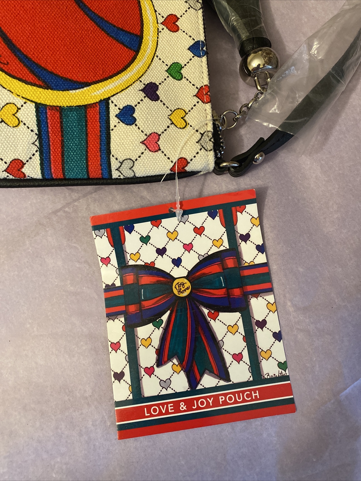 Brighton Love and Joy Pouch Canvas Purse Crossbody Leather Strap Tassel ...