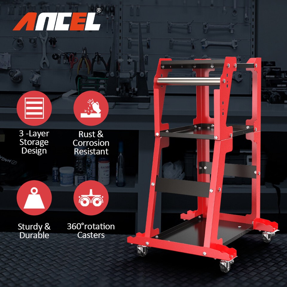3-layer Utility Rolling Rotation Caster Tool Cart Trolley for Auto ...
