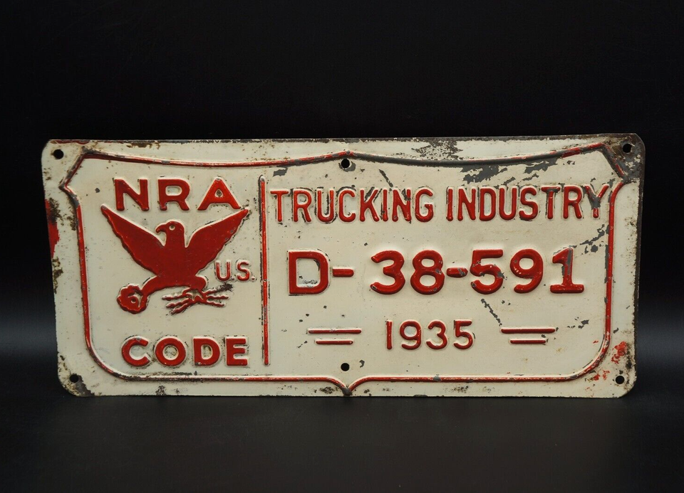 1935 NRA USA National Recovery Act TRUCKING INDUSTRY License Plate ...