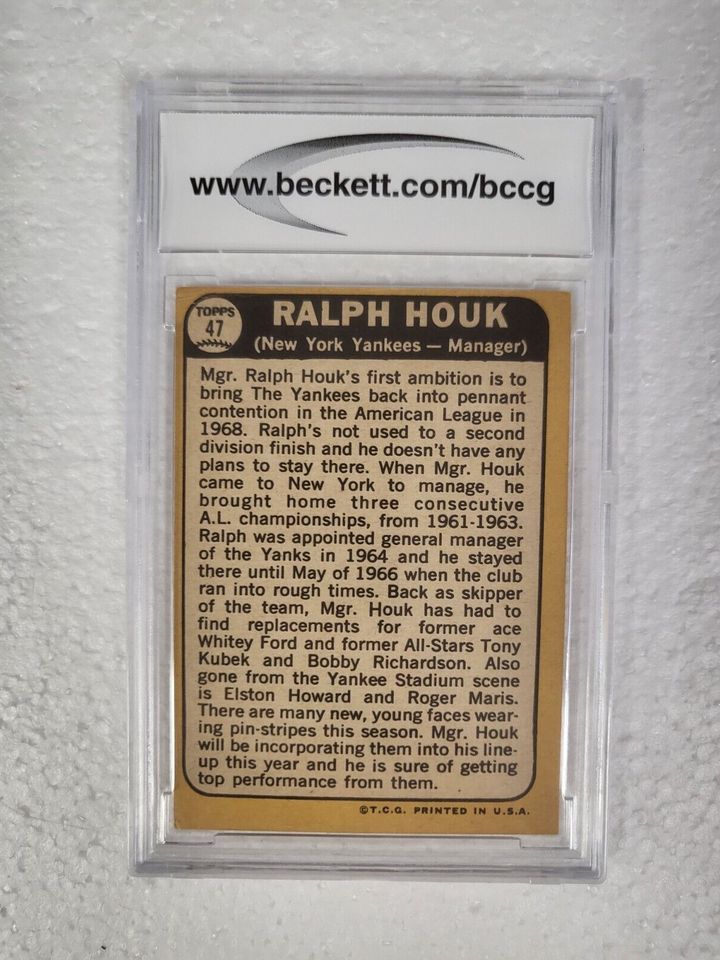 1968 TOPPS RALPH HOUK NEW YORK YANKEES SIGNED AUTOGRAPHED AUTO #47 CARD ...