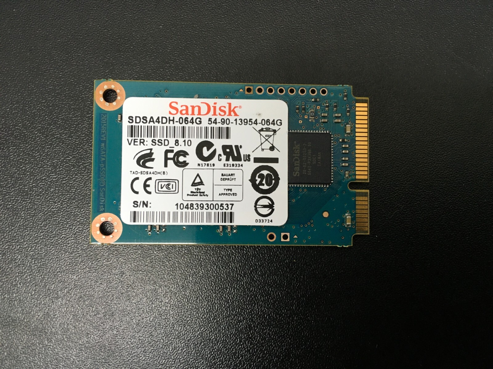 SandDisk 64GB mSata SSD Solid State Drive SDSA4DH-064G 54-90-13954-064g ...