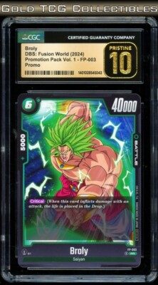 CGC 10 PRISTINE ⭐️ SS Broly Promo FP-003 Fusion World Super DBS Alt DBZ ...