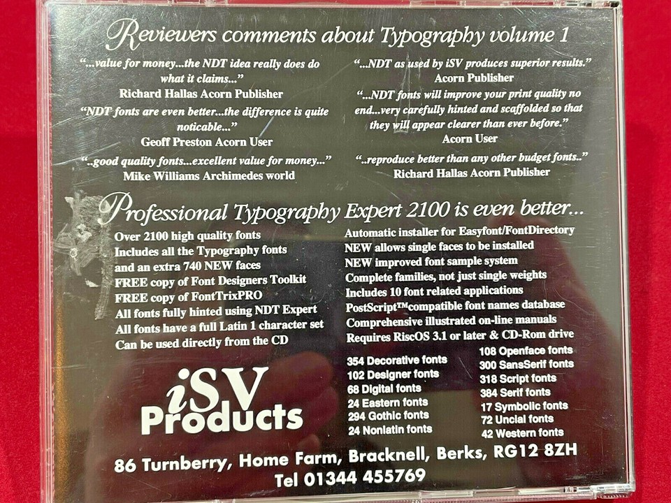 iSV Professional Typography Expert 2100 Fonts CD ROM For Acorn RISC OS ...