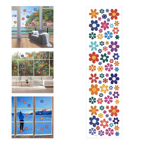 4x Daisy Wall Decal, Flower Wall Sticker Decorative Art Aesthetic ...