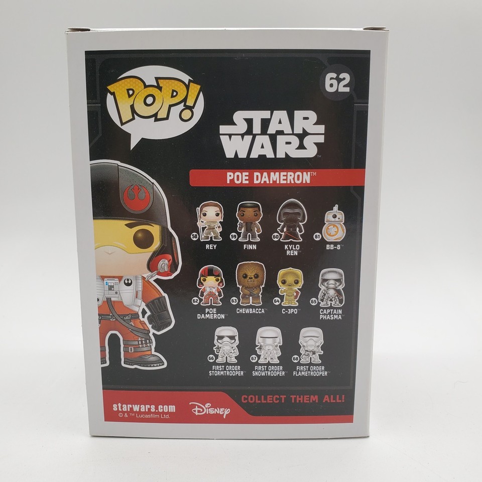 Pop! Star Wars #62 Poe Dameron The Force Awakens Funko Vinyl Figure ...