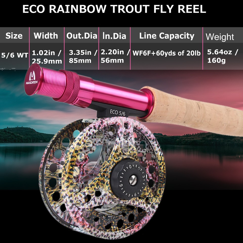 Maxcatch 2wt 5wt Women's Elegant Pink Fly Fishing Rod Combo, Fly Reel ...