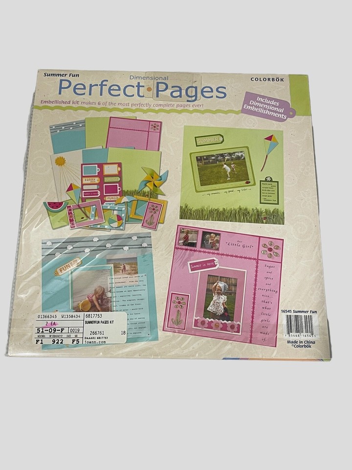 Colorbok Perfect Pages Dimensional Embellished Kit 12" X 12" SUMMER FUN ...
