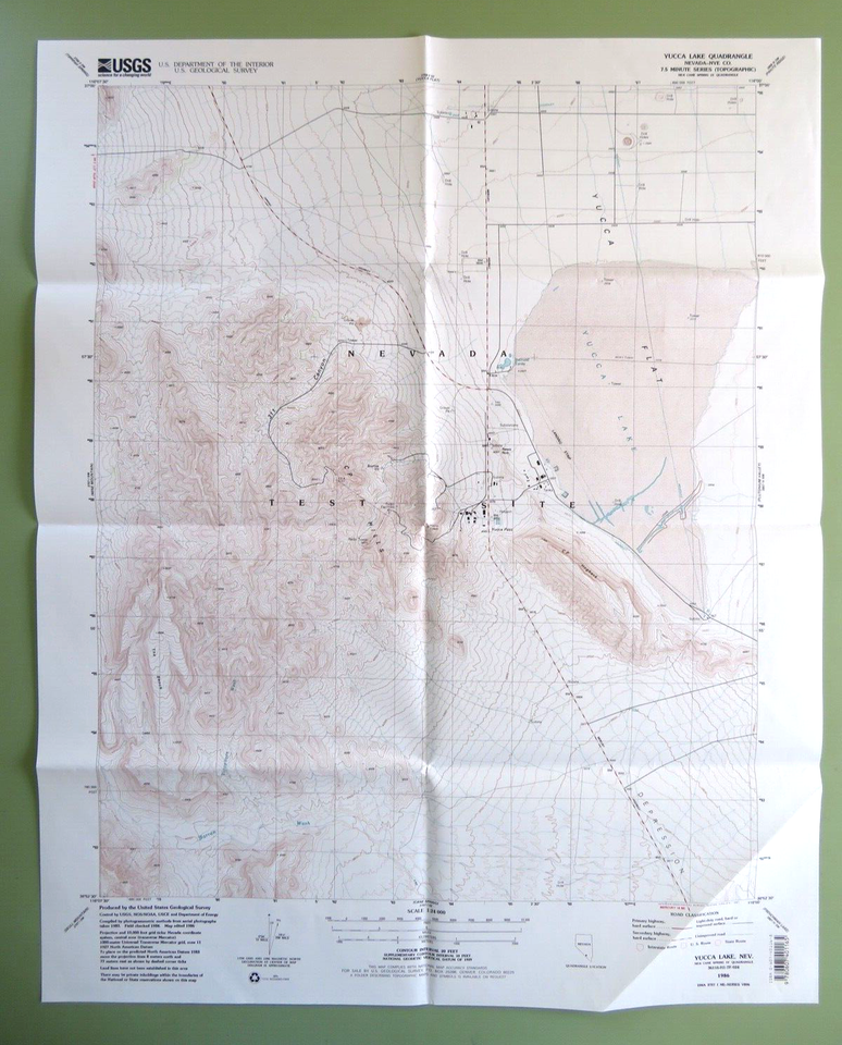 USGS TOPO MAPS Yucca Lake 1986 + Cane Springs 1986 Nevada Test Site ...