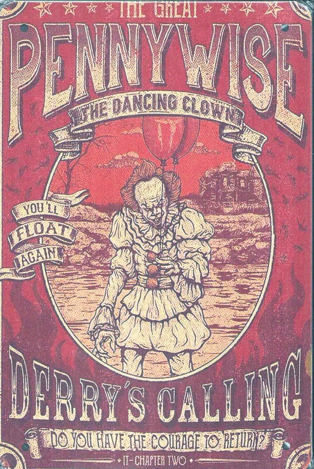 The Great Pennywise Carnival Art - IT Chapter 2 Tin Metal Sign | eBay