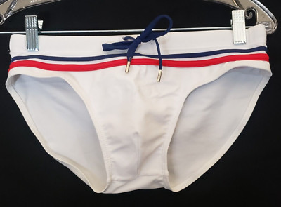 UXH Collection Fashion Brand Swim Briefs - White (Red / Blue Stripe ...
