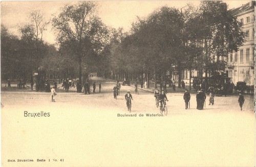 People Walking And Biking At Boulevard de Waterloo, Brussels, Belgium ...