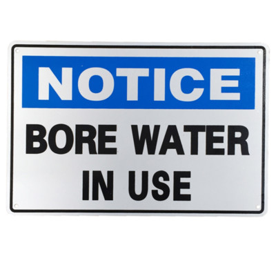 Warning Notice Bore Water In Use Sign 200x300mm Metal Public Safety ...