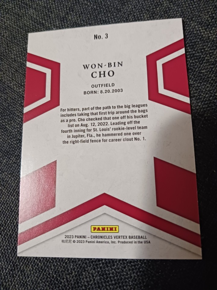 2023 Panini Chronicles Vertex #3 Won-Bin Cho St. Louis Cardinals | eBay