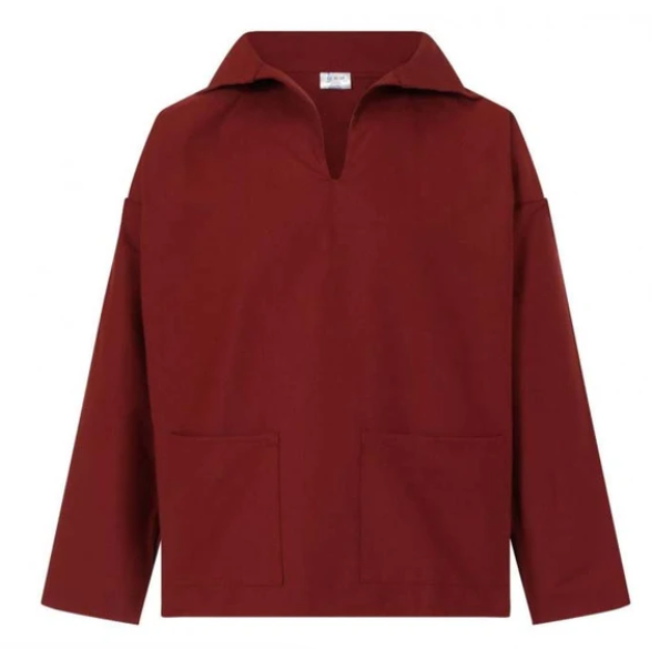 Yarmo Unisex Fishermans V-Neck Smock, Made In England - Breton Red ...