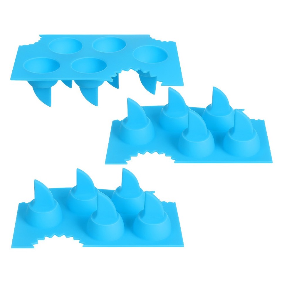 3pcs Shark Fin Silicone Ice Cube Tray Mini Reusable Ice Cube Mold ...