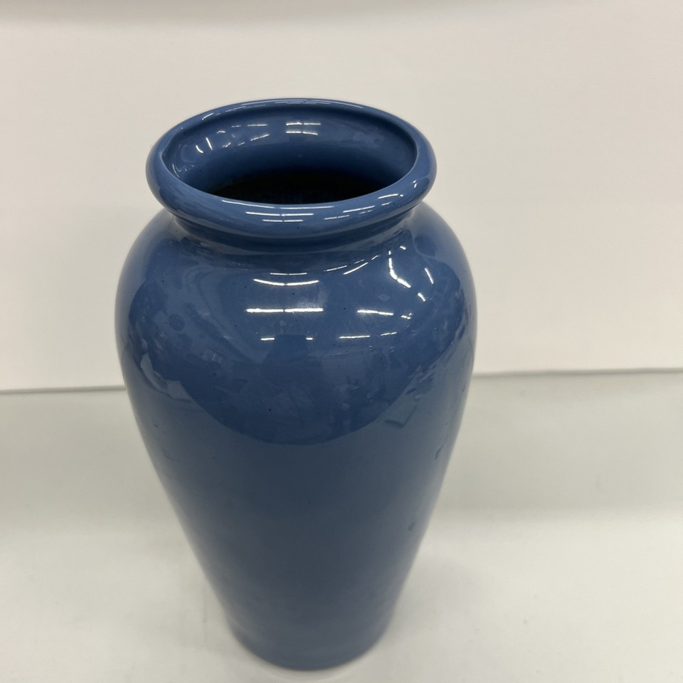Glazed Ceramic Denim Blue Vase 9 1/2” Tall | eBay