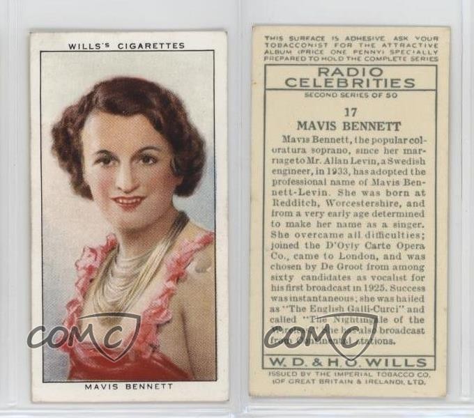 1934 Wills Radio Celebrities Series 2 Tobacco Mavis Bennett #17 1i3 ...