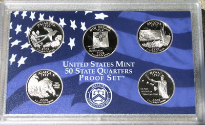 2008 State QUARTER Proof Statehood 5 Coin Set No Box Five 5 Cents Only ...