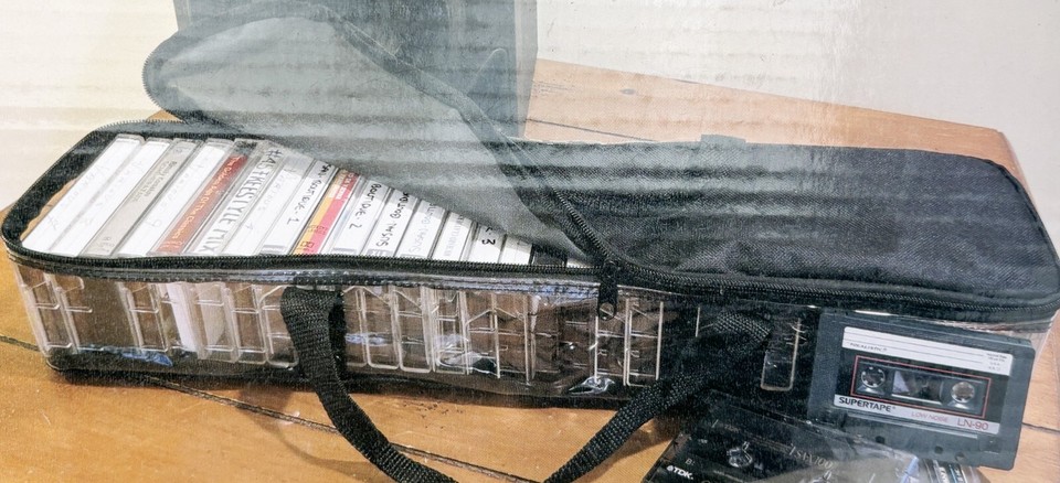 Cassette Tape Storage Case Organize Easy Stow Away Carry Handles Holds ...