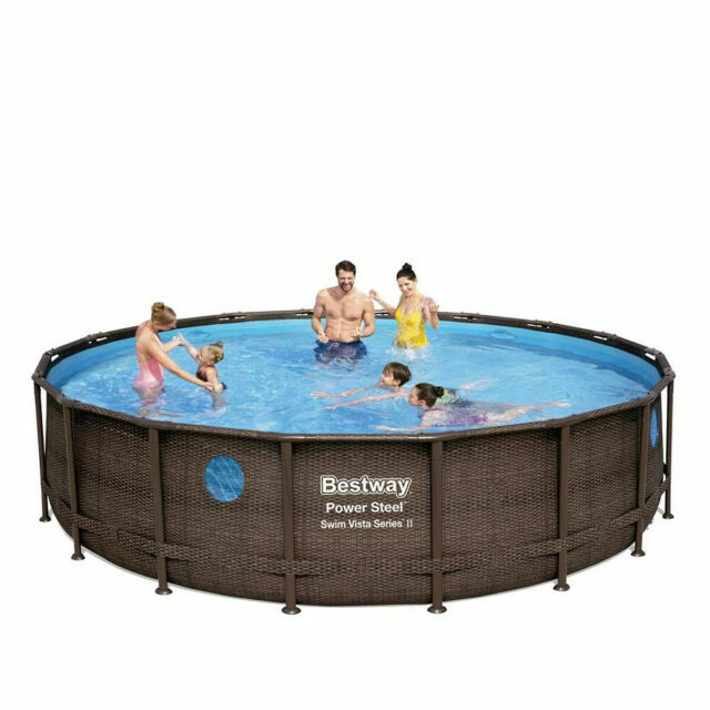 Bestway Swim Vista Series Power Steel Aufstellpool - Rattan-Optik ...