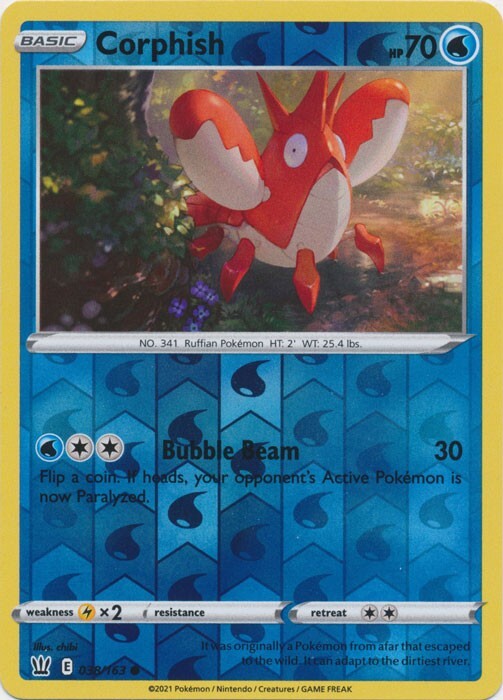 Reverse Holo Corphish 038/163 Common Battle Styles Pokemon TCG | eBay