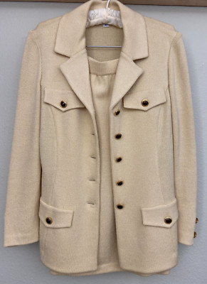St. John Collection Yellow Knit Jacket & Pencil Skirt Knee Length Suit ...