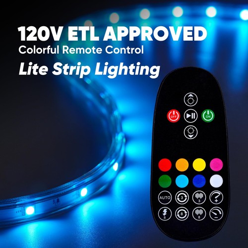 120V RGB LED Strip Light Remote Control, Cold Resistant IP65 Waterproof ...