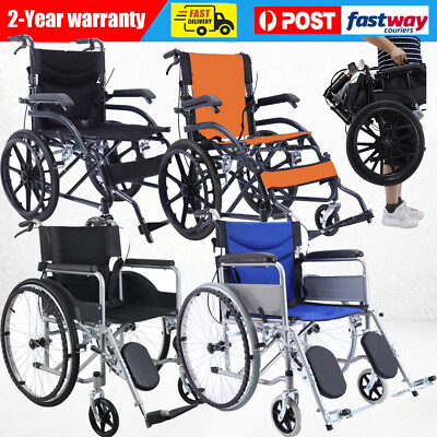 Foldable Wheelchair Elderly Disabled Park Brakes Lightweight Soft Aid Mobility | eBay Australia