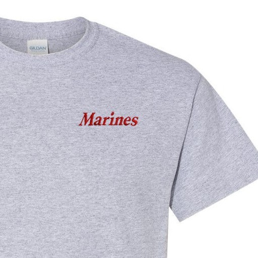 USMC Script Embroidered T-Shirt Sport Gray -Officially Licensed -all ...