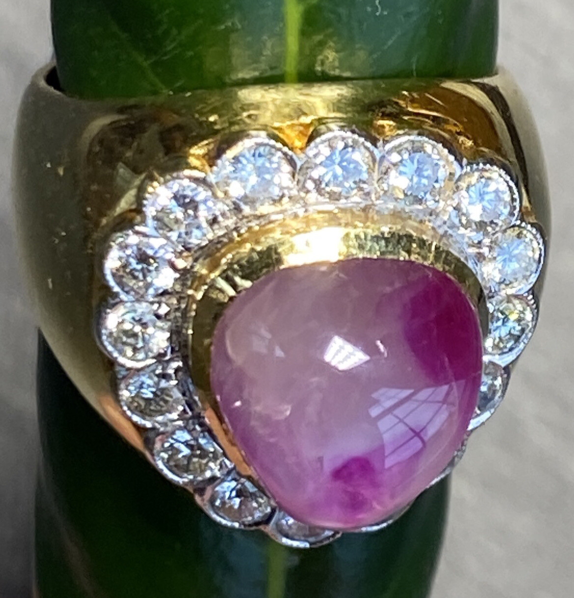 Vintage Diamond Ruby Ring Estate Fine Jewelry Pre-Owned 18K Yellow Gold ...