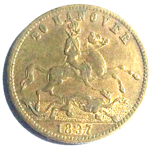 1837 QUEEN VICTORIA TO HANOVER - SWORDSMAN HORSE SERPENT - TOKEN / COIN ...