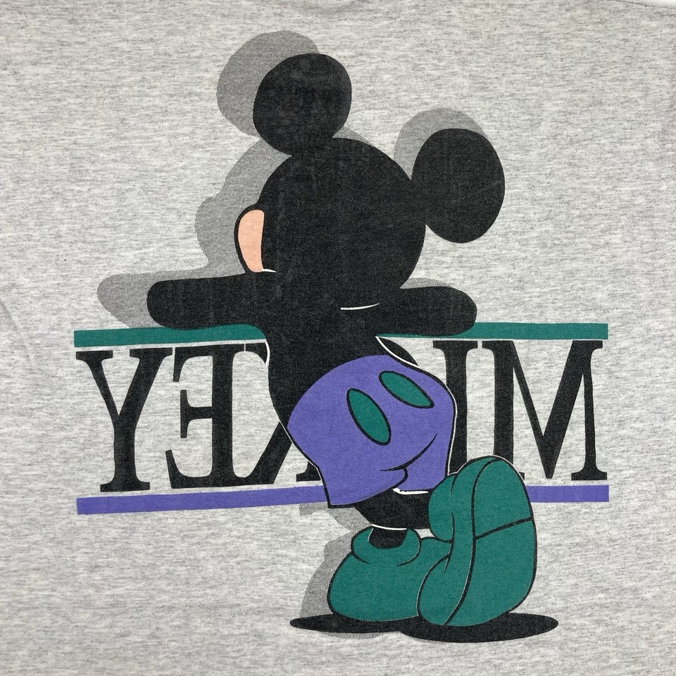 Vintage Mickey Mouse Break Through Graphic T Shirt Adult L Gray Disney ...