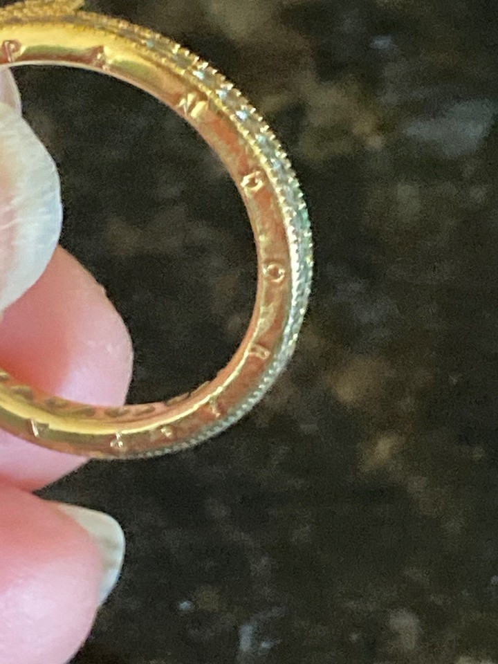 GENUINE PANDORA Sparkling Overlapping Ring 14K Yellow Gold Plated SIZE ...