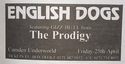 ENGLISH DOGS - GIG ADVERT - CAMDEN UNDERWORLD - 25/04/1997 - THE ...