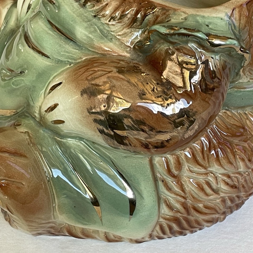 Rare Vintage Gold Trim Brush McCoy Cookie Jar Teddy Bear With Green ...