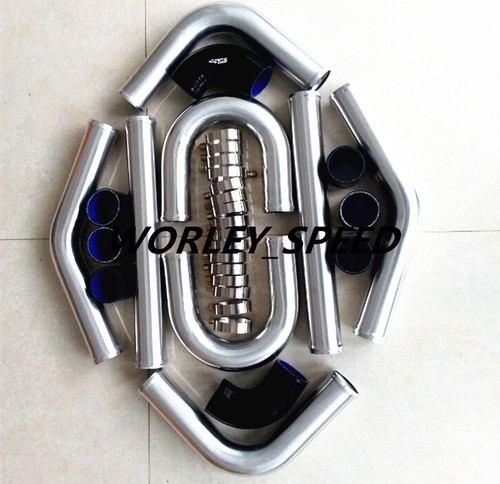 2.25" 57mm Aluminum Universal Intercooler Turbo Piping Pipe + Black ...
