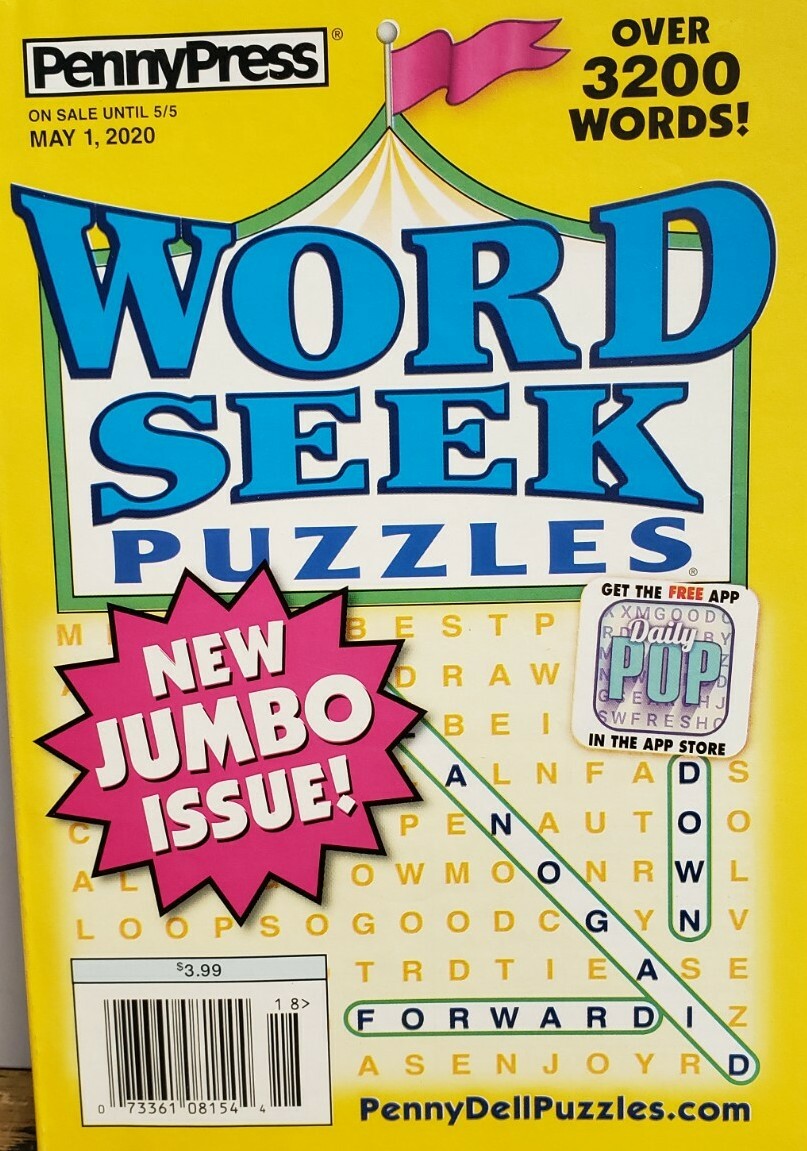 Penny Press Word Seek Puzzles May 1 2020 New Jumbo Issue FREE SHIPPING ...