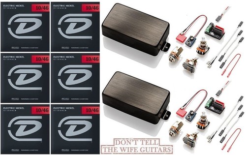 EMG 81X / 60X BRUSHED BLACK CHROME HUMBUCKER SET SHORT SHAFT POT (6 ...