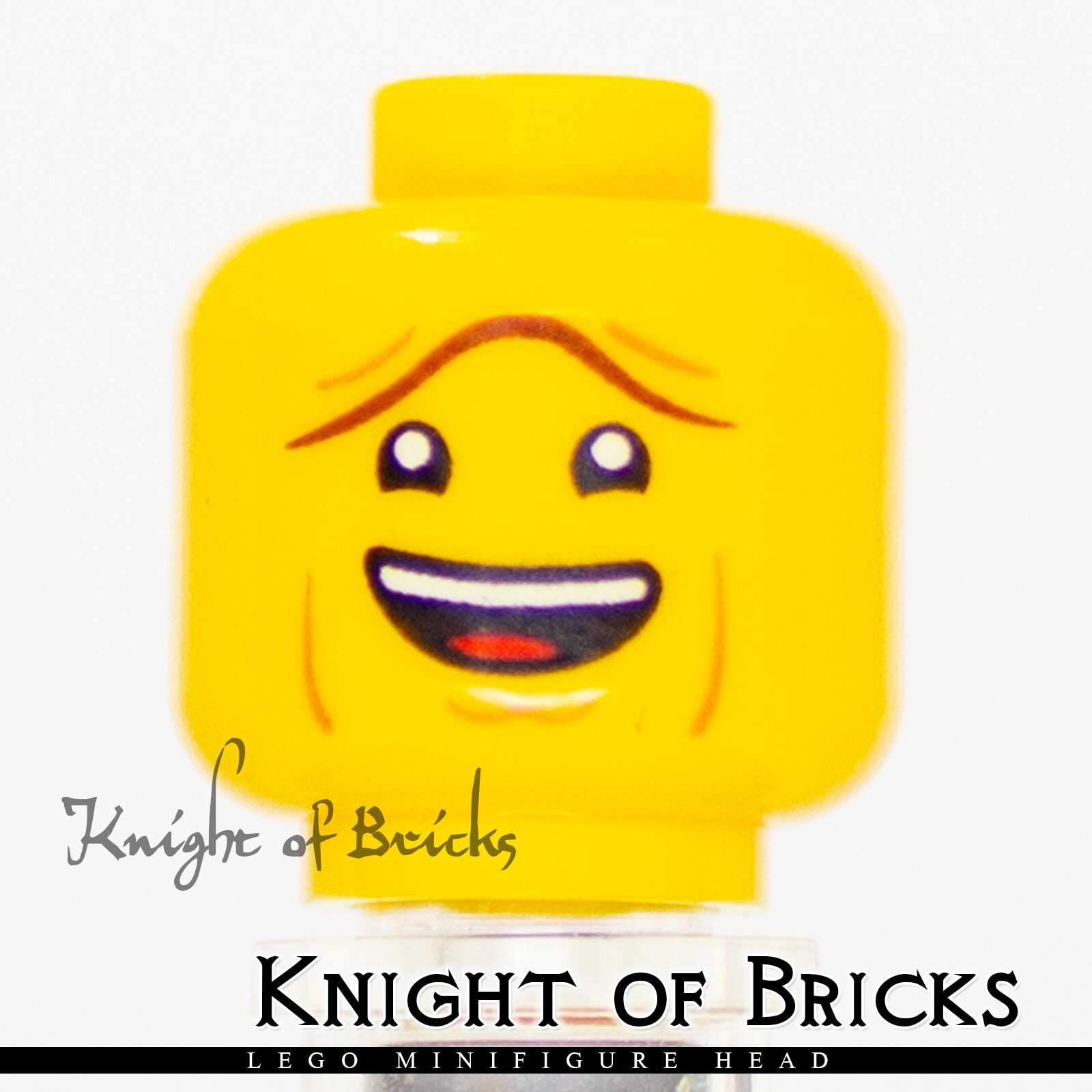 LEGO Minifigure Head YELLOW Male Boy Dual Sided Raised Unibrow ...